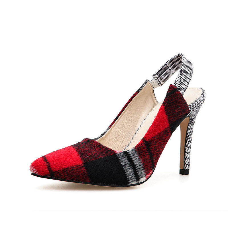 checkered shoes high heels sandals women's office ... – Grandado