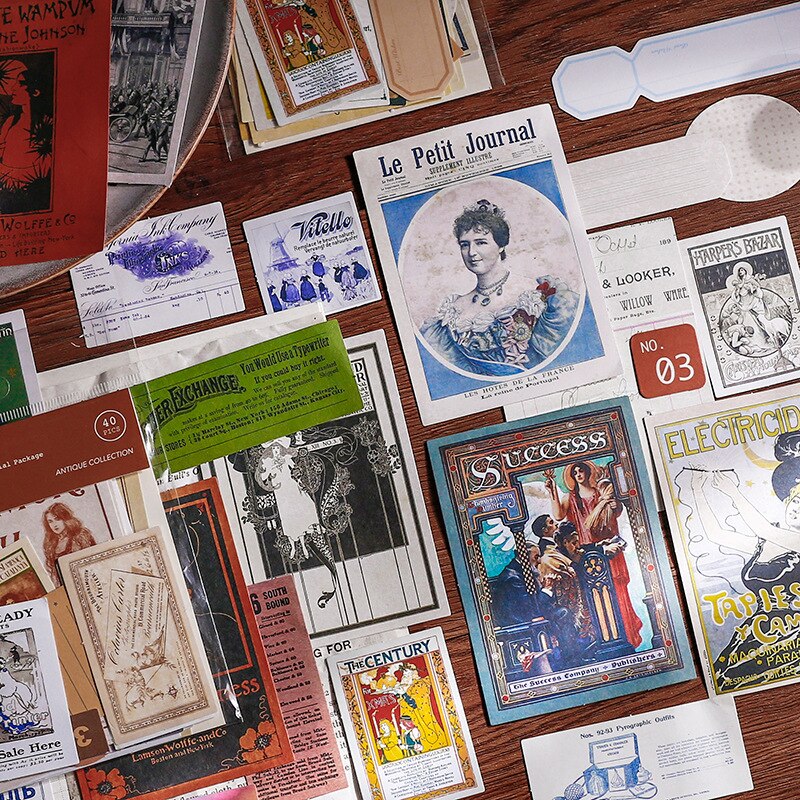 40x Vintage Stationery Stickers Newspaper Antique ... – Grandado