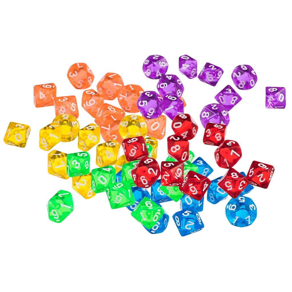 60 Pieces Acrylic Ten Dice Multiple Sides Game Dic... – Grandado
