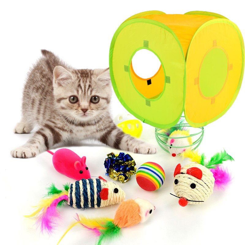 Colorful Cat Toys Pet Kit Collapsible Tunnel 4 Hol... – Grandado