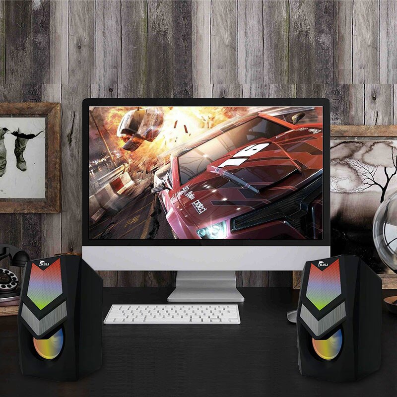 NJSJ 3.5mm Audio Input Usb RGB Speaker for PC Desk... – Grandado