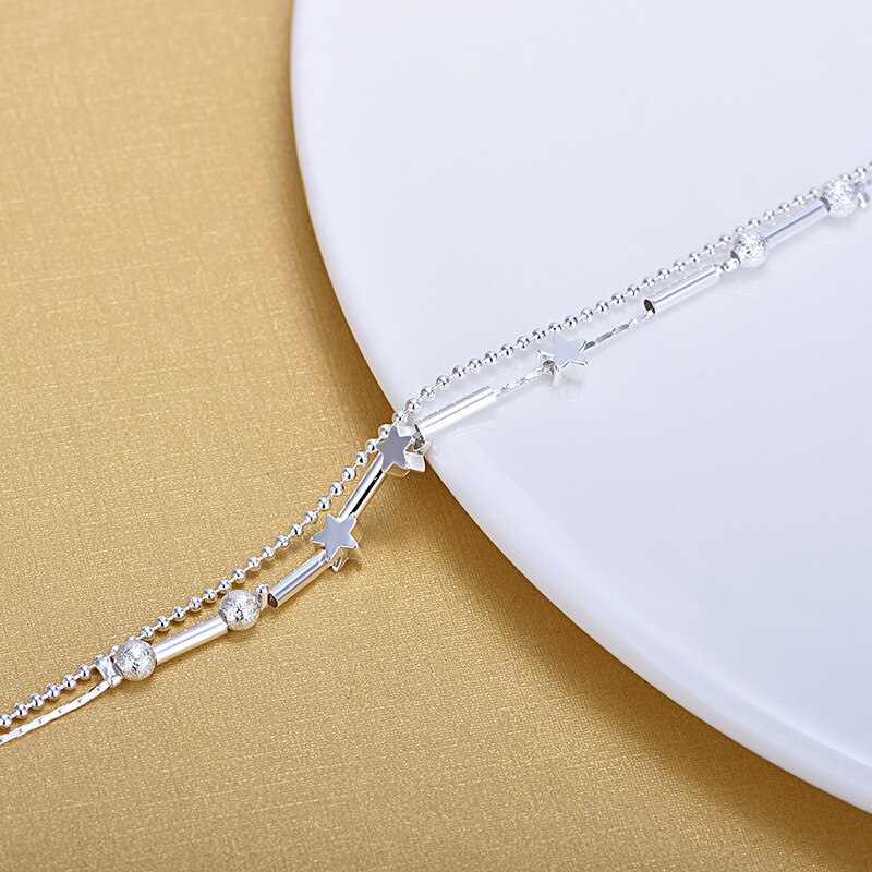 Delicate 925 Sterling Silver Double Layer Star Cha... – Grandado