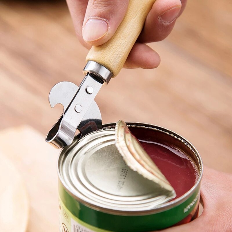 Portable Manual Can Opener With Wooden Handle Lid ... – Vicedeal