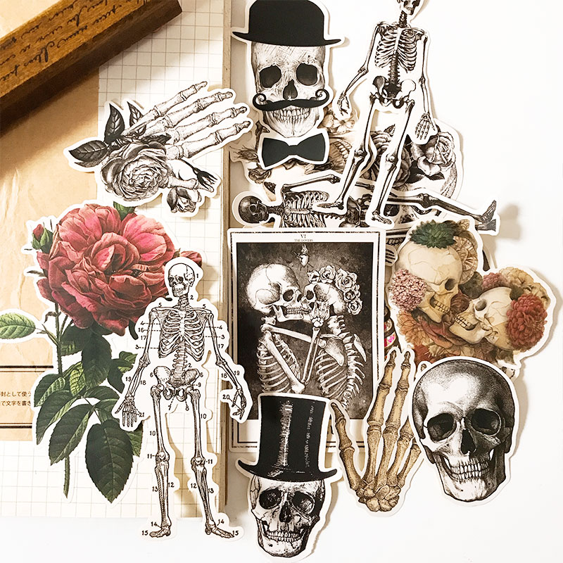 14Pcs/Set Sexy Skeleton Bone Skull Vintage Sticker... – Vicedeal