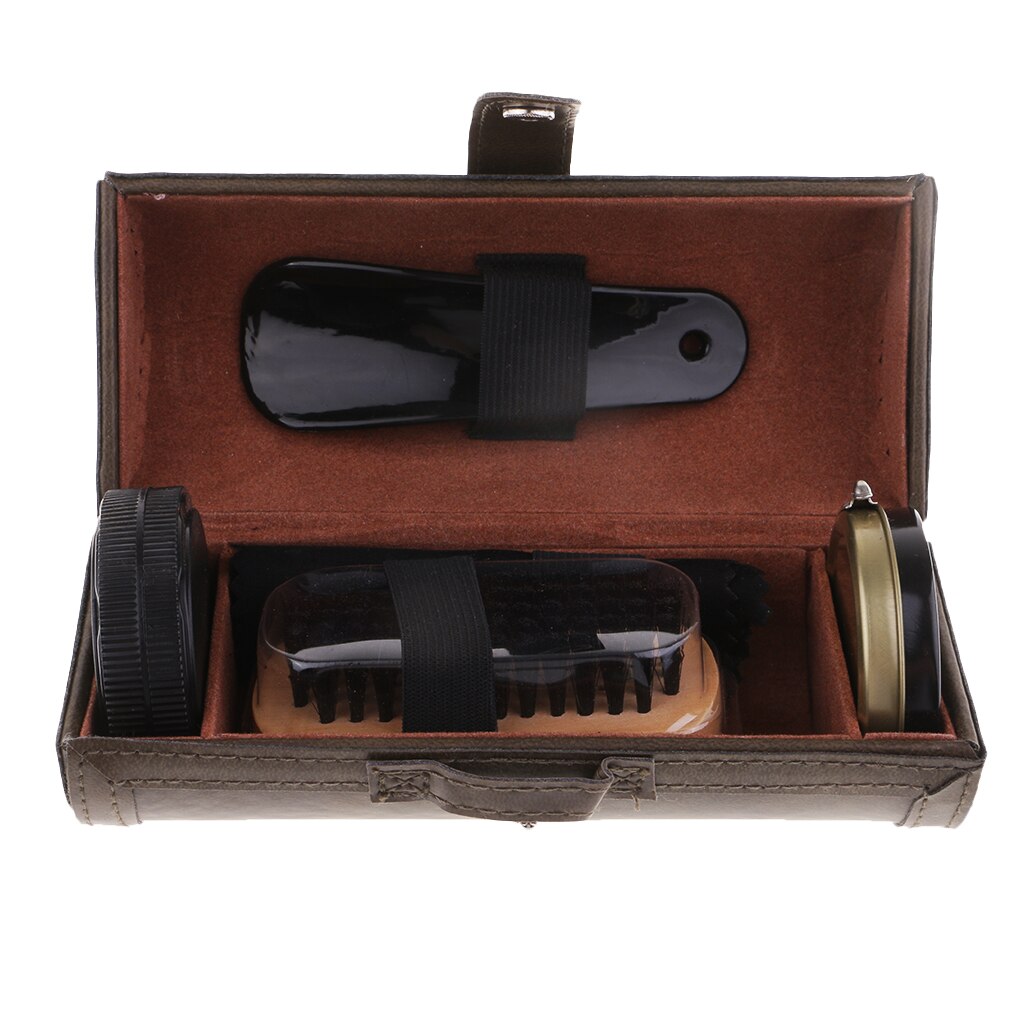 Shoe Shine Care Kit Black Transparent Polish Brush... – Grandado