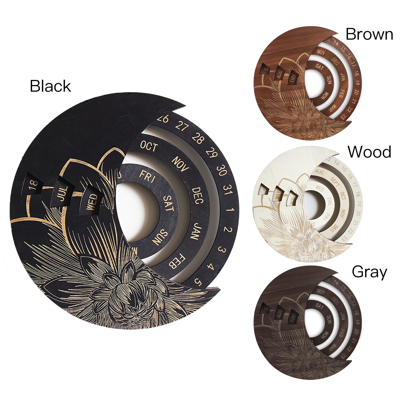 Wooden Wall Calendar Round Multifunctional Perpetu... – Vicedeal