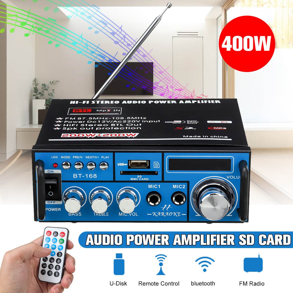 12/220V 400W Car bluetooth Audio Amplifier Digital... – Vicedeal