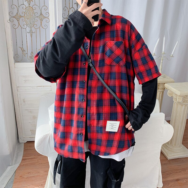 Nep 2 Stuks Plaid Shirt Mannen Turn-Down Kraag Cas... – Vicedeal