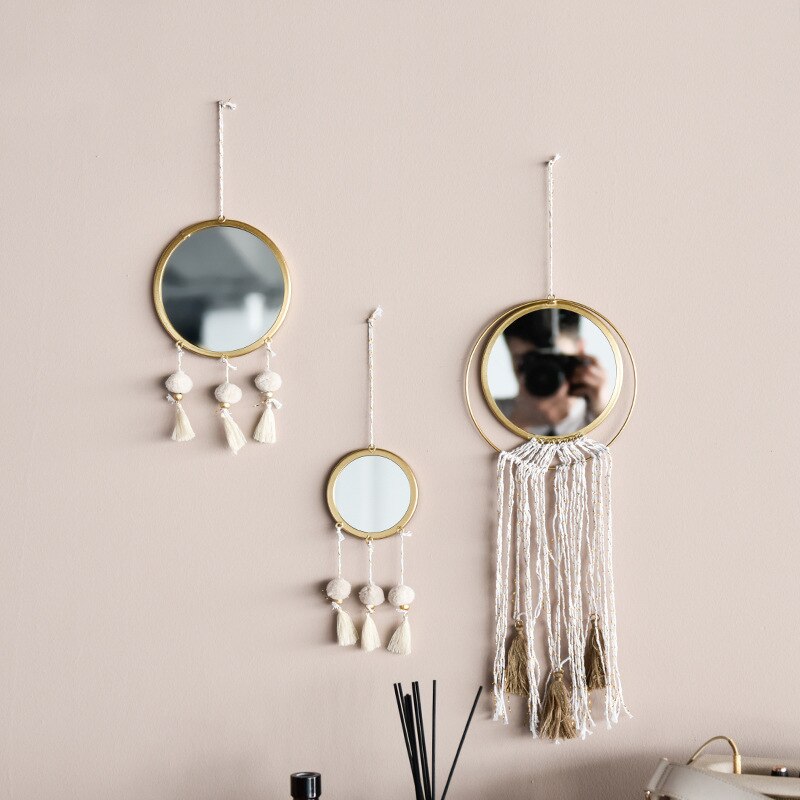 Nordic Gold Tassel Mirror Metal Frame Wall Mirrors... – Grandado