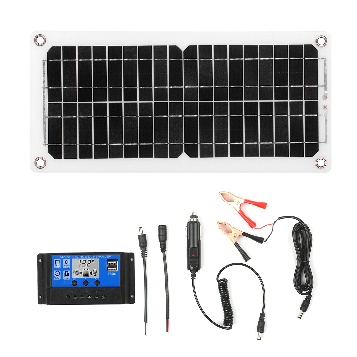 12W 12V Solar Panel Kit with Charge Controller USB... – Grandado