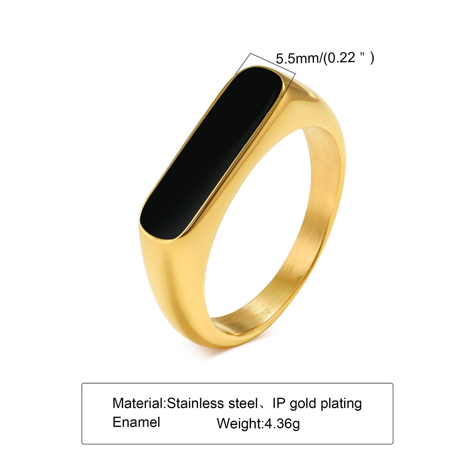 Signet Bar Ring in Gold Color, Minimalist Geometri... – Vicedeal