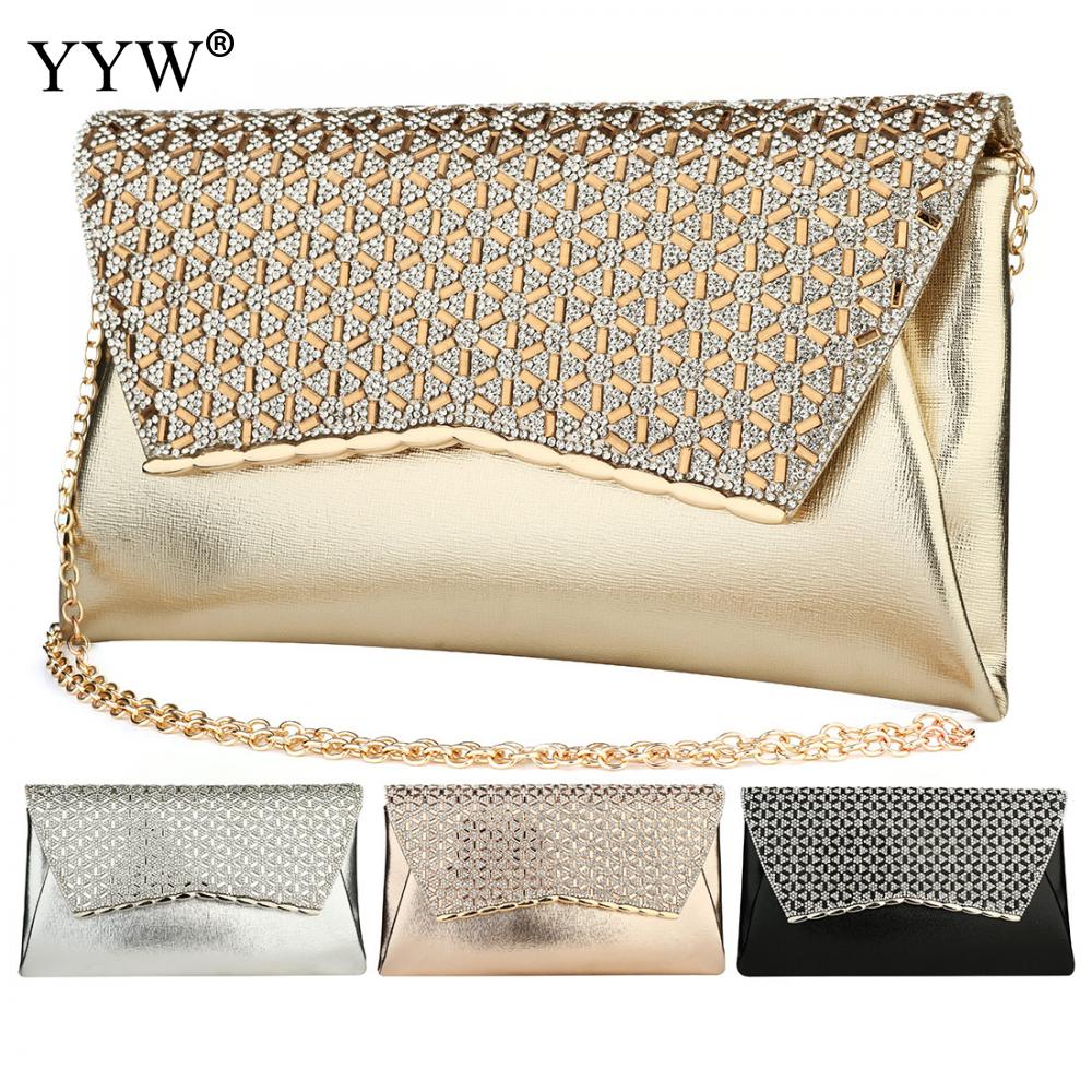 Rose Gold Envelope Handbag Evening Bags Rhinestone... – Vicedeal