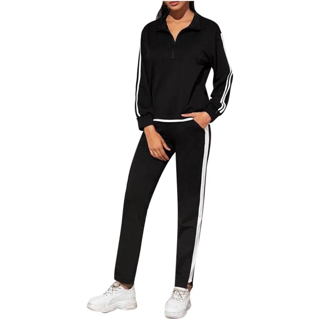 Spring Women Splice Two Piece Sportwear Zipper Lon... – Vicedeal