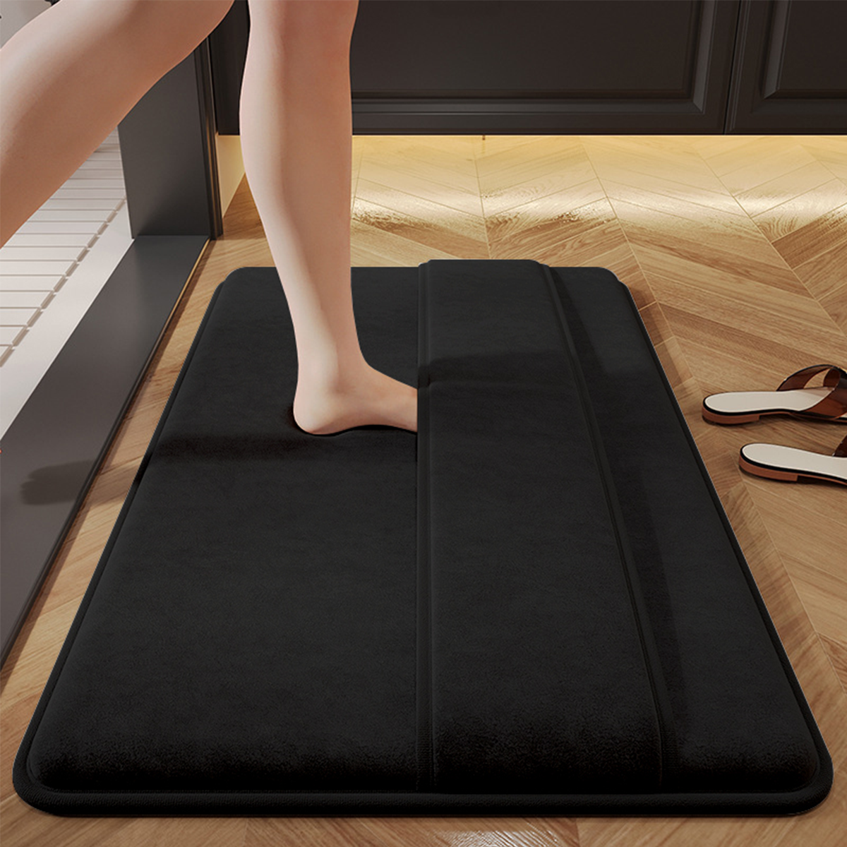 Thickened bathroom absorbent floor mat flannel fur... – Vicedeal