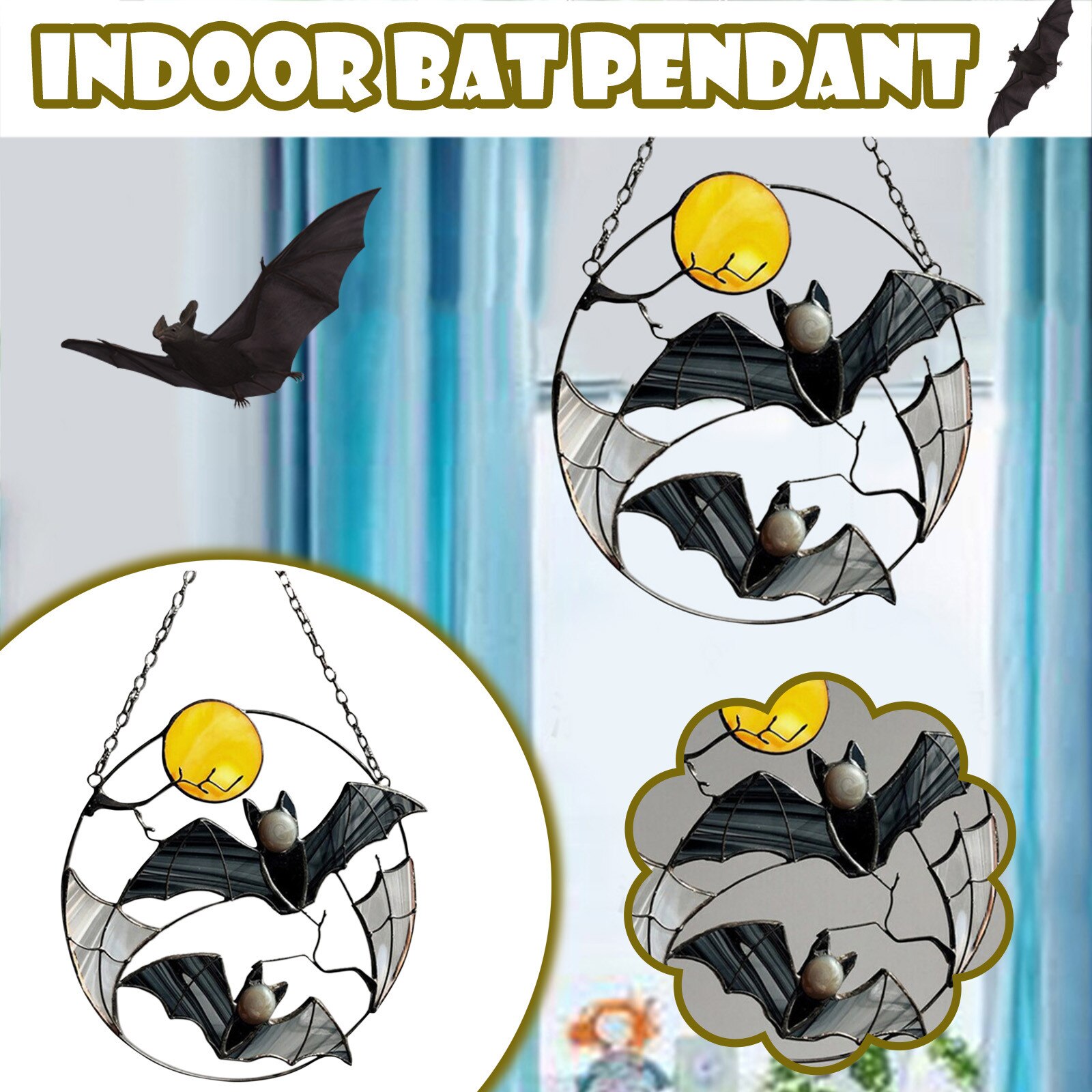 40 # Gothic Bat Maan Geverfd Decoratieve Suncatche... – Grandado