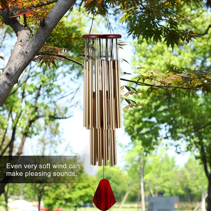 Handmade Wind Chimes 27 Tubes Large Outdoor Wooden... – Grandado