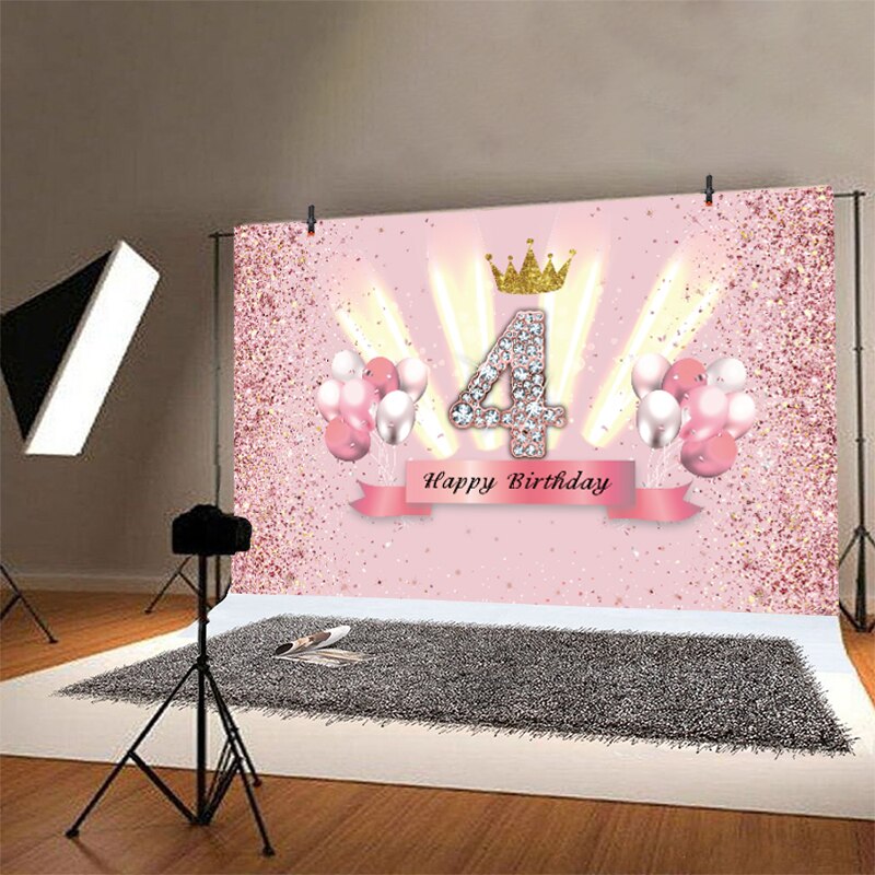Pink 4th Photo Backdrop Girls Four Years Old Boys ... – Grandado