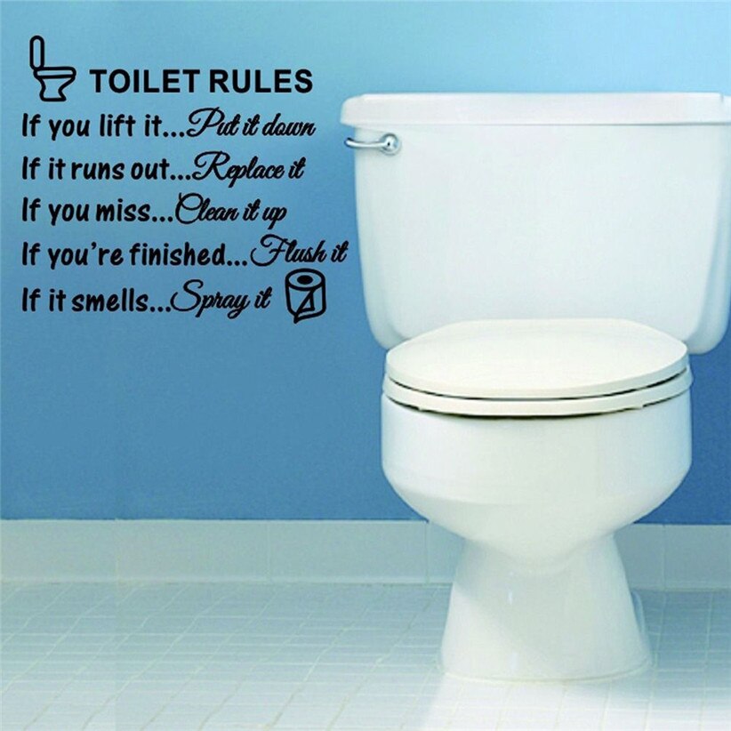 DIY Toilet Rules Bathroom Toilet Wall Sticker Viny... – Grandado