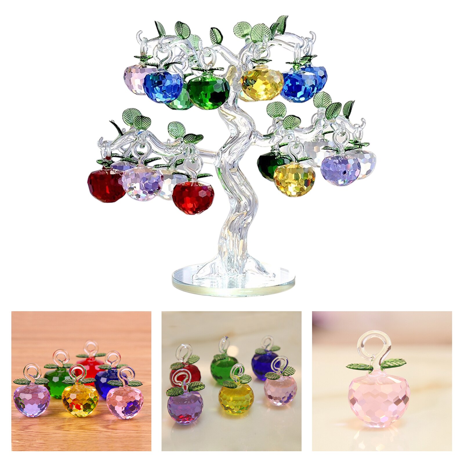 Lucky Crystal Apple Tree Colorful Craft for Desk P... – Grandado