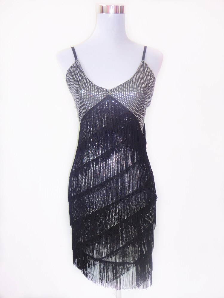 ballroom flapper dress fringe latin red sequin dan... – Grandado