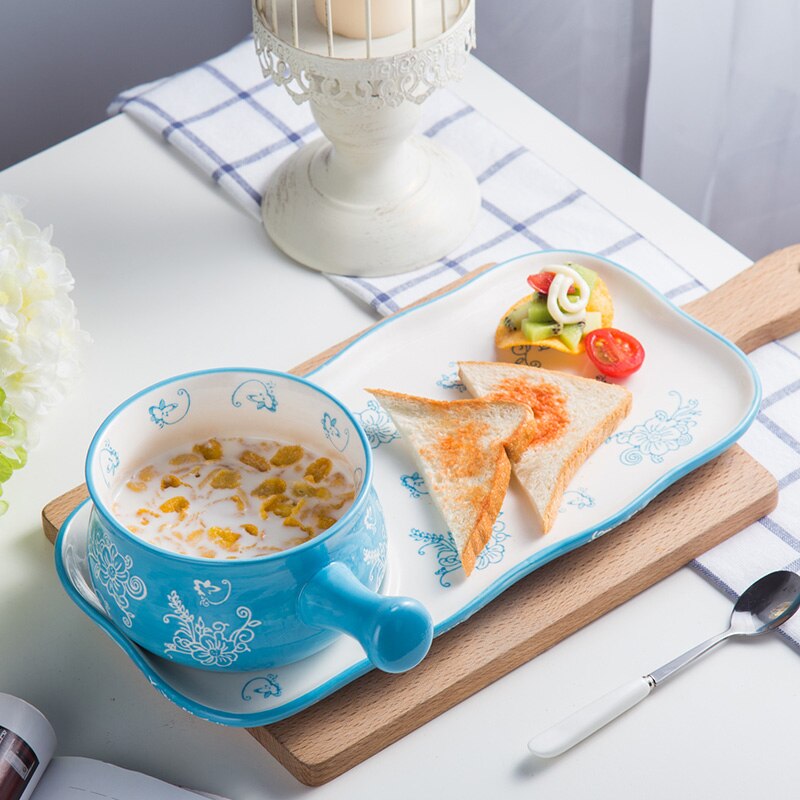 Ceramic bowl and plate ceramic dish dishes breakfa... – Vicedeal