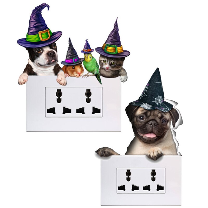 3D Gebroken Muur Muursticker Kitten Puppy Pompoen ... – Grandado