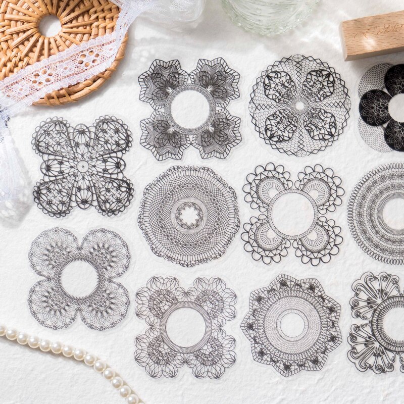 30 pcs/lot Black and white Lace Stickers aesthetic... – Vicedeal
