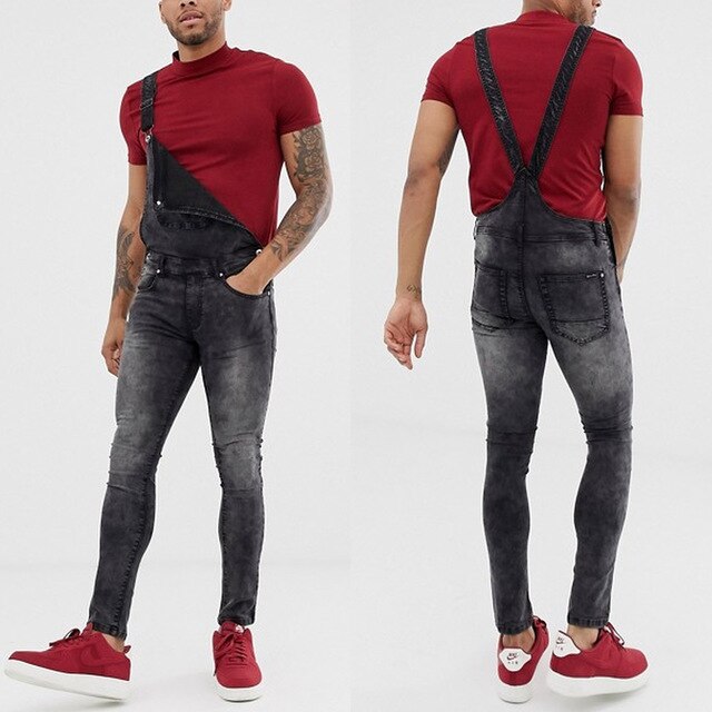 Rompers Suit Men Jeans Jumpsuit Cotton Casual Male... – Grandado