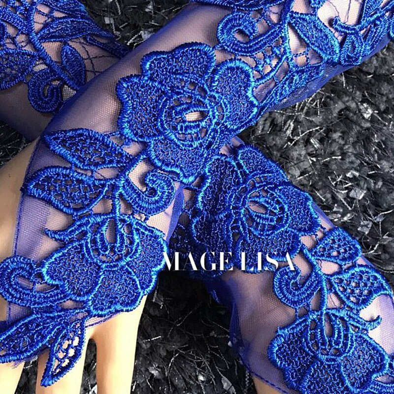 Pink Black Blue Gorgeous Lace Slim Gant Long Glove... – Grandado