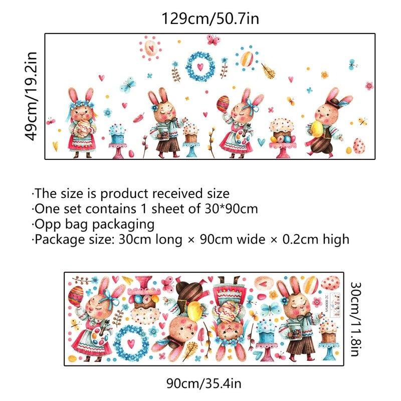 Easter Window Decorative Sticker Bunny Egg Garland... – Grandado