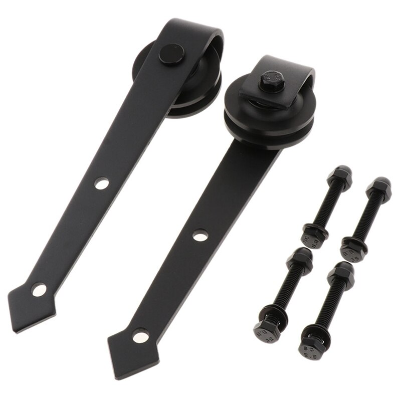 2Pcs Black Steel Sliding Barn Wood Door Roller Har... – Grandado