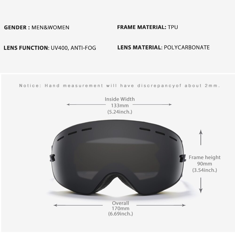 ZEAL ski goggles double layers UV400 anti-fog big ... – Grandado