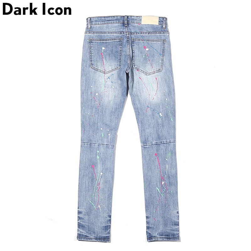 Dark Icon Colorful Foil Paint Splatter Jeans Men R... – Grandado