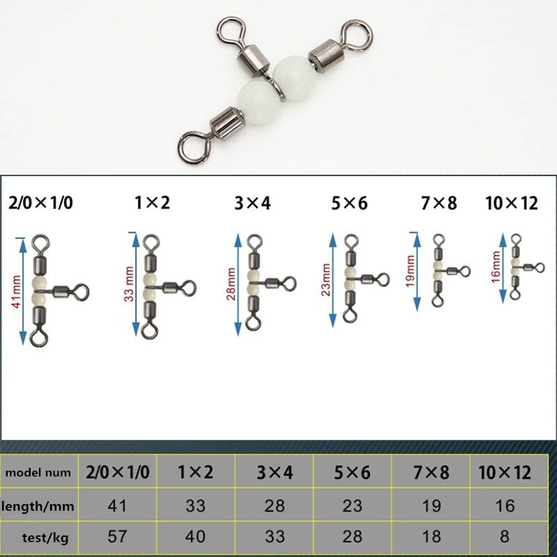 50PCS Luminous Snap Fishing Swivels Rolling Triple... – Grandado