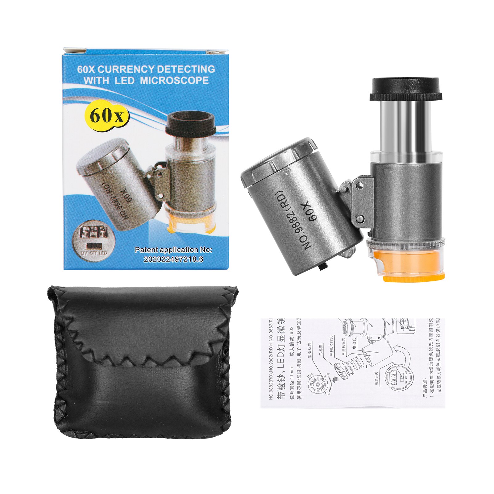60X Mini Microscope Pocket Magnifier with 2 LED Li... – Vicedeal