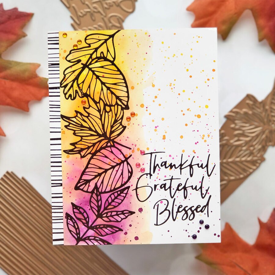 Autumn Leaf Border Glimmer Foil Scrapbook Diary De... – Grandado