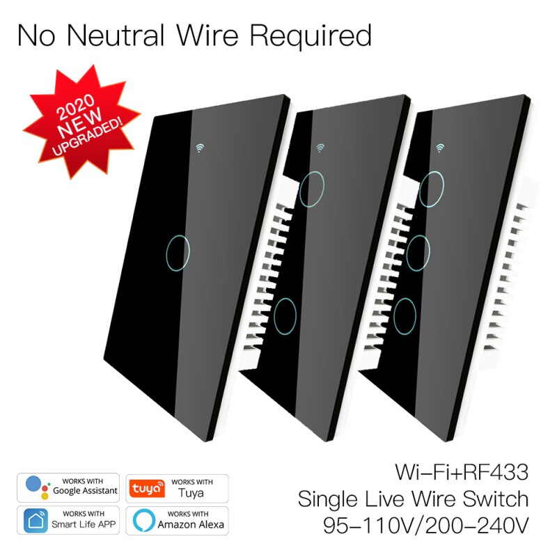 RF433 WiFi Smart Wall Touch Switch No Neutral Wire... – Vicedeal