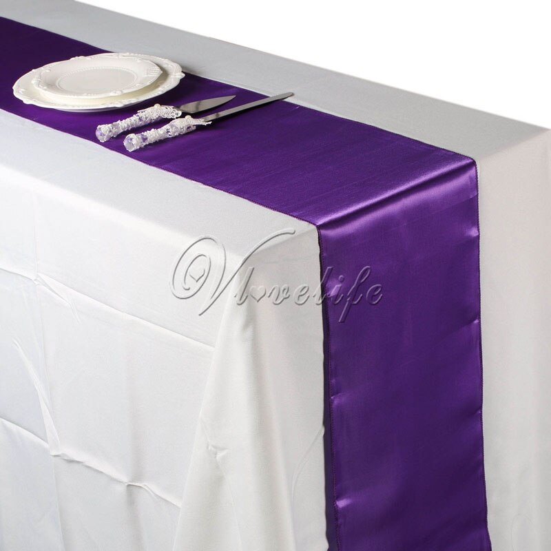 Purple Satin Table Runner 12" x 108" Wedding Party... – Vicedeal