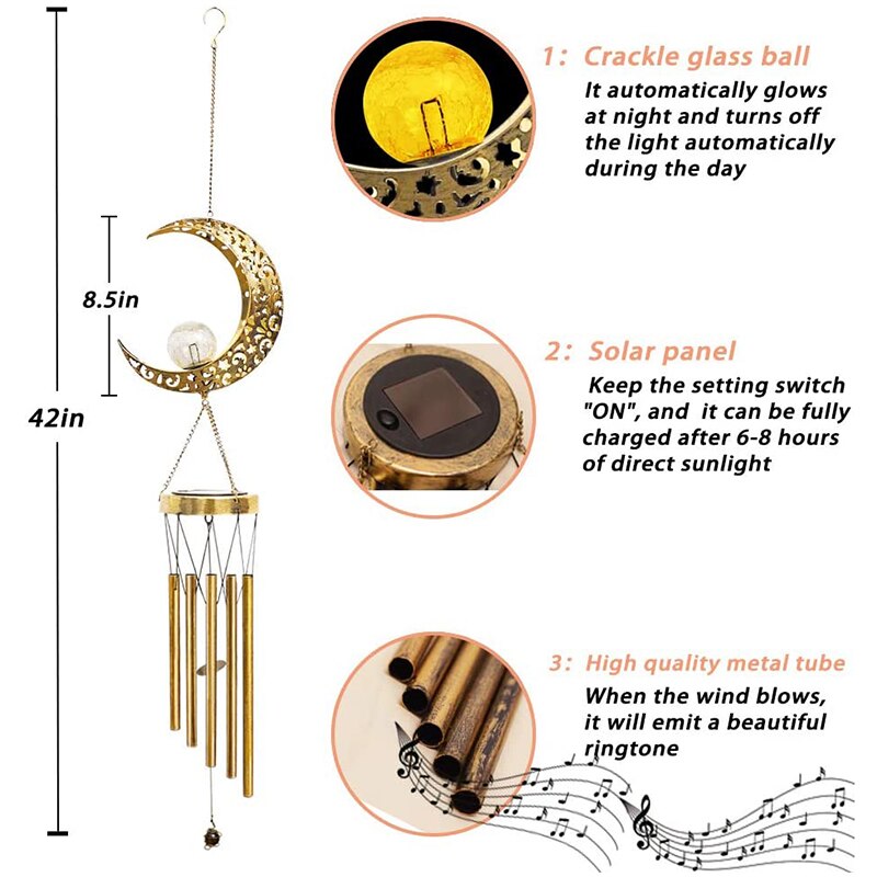 Hanging Garden Solar Lights Wind Chimes Outdoor Re... – Grandado