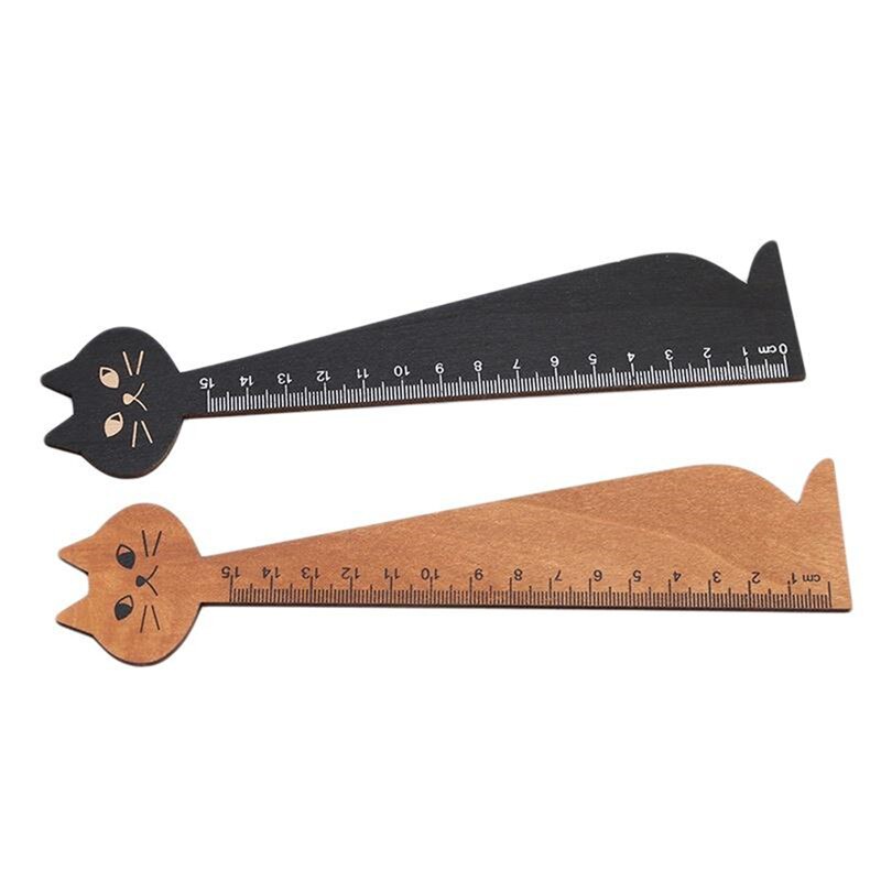 Straight Ruler Wooden Kawaii Cat Measuring Ruler H... – Grandado