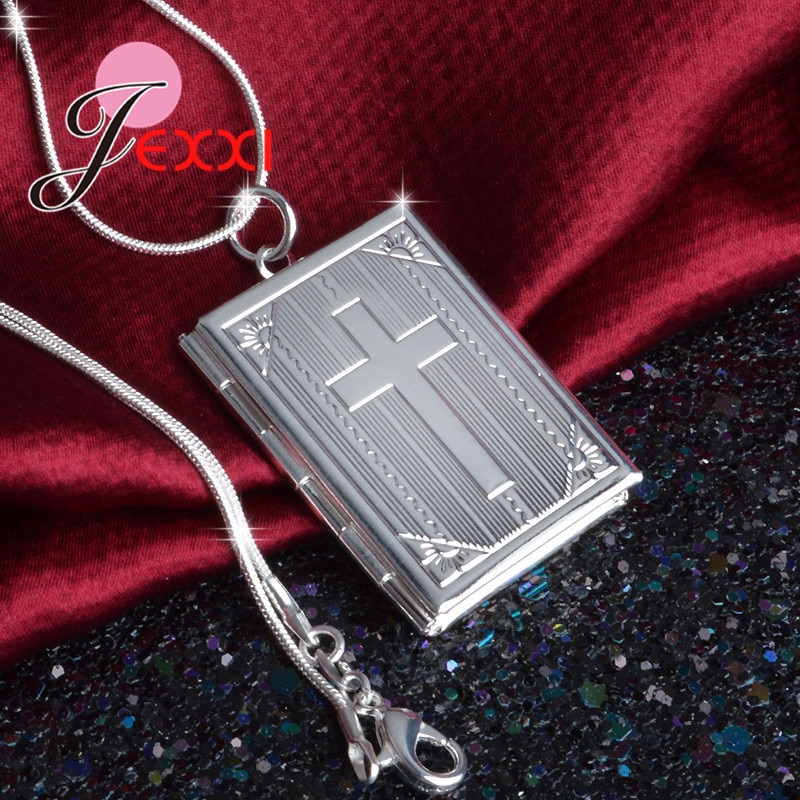 925 Sterling Silver Square Shape Carve Cross Locke... – Grandado