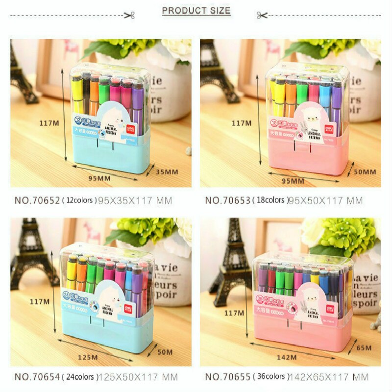 Deli Washable Watercolor Marker Set 12 18 24 36 Co... – Vicedeal