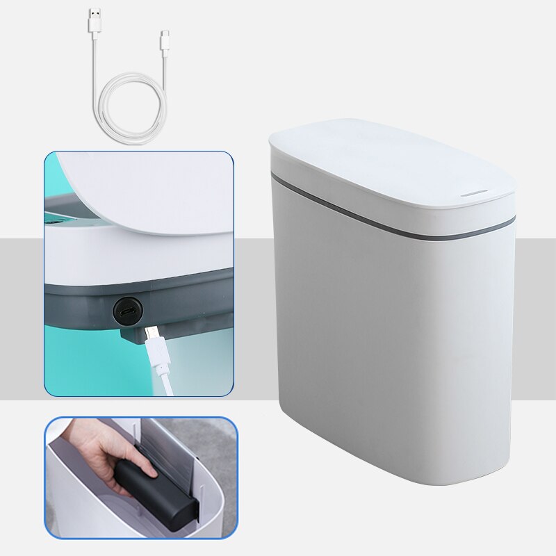 Smart Trash Can USB Charging Waste Bin For Kitchen... – Grandado