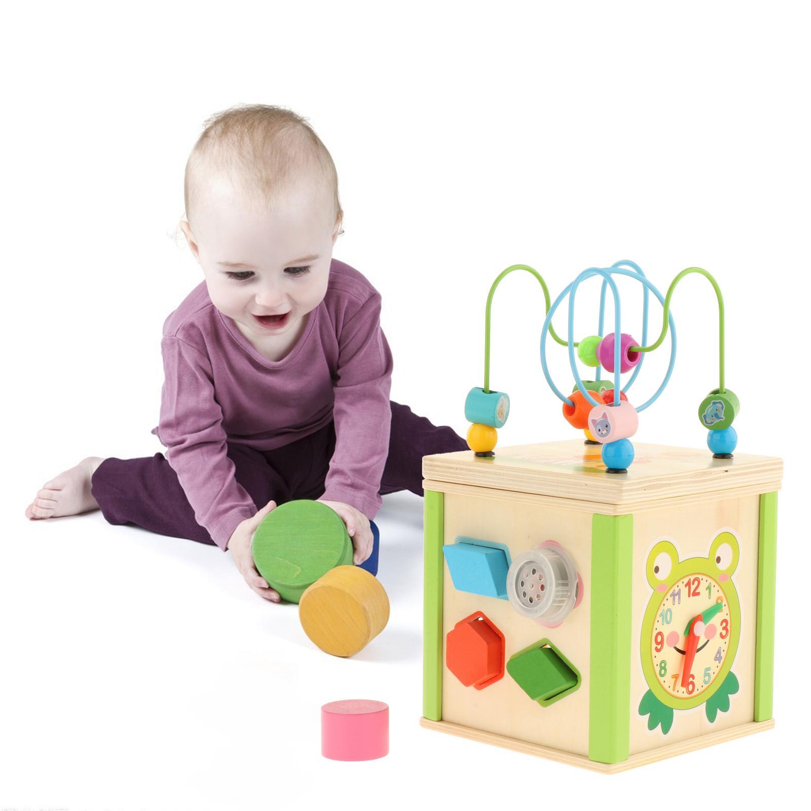 Wooden Bead Maze Shape Sorter Baby Activity Cubes ... – Grandado