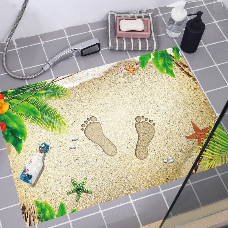 3D beach footprints floor stickers doormat decorat... – Grandado