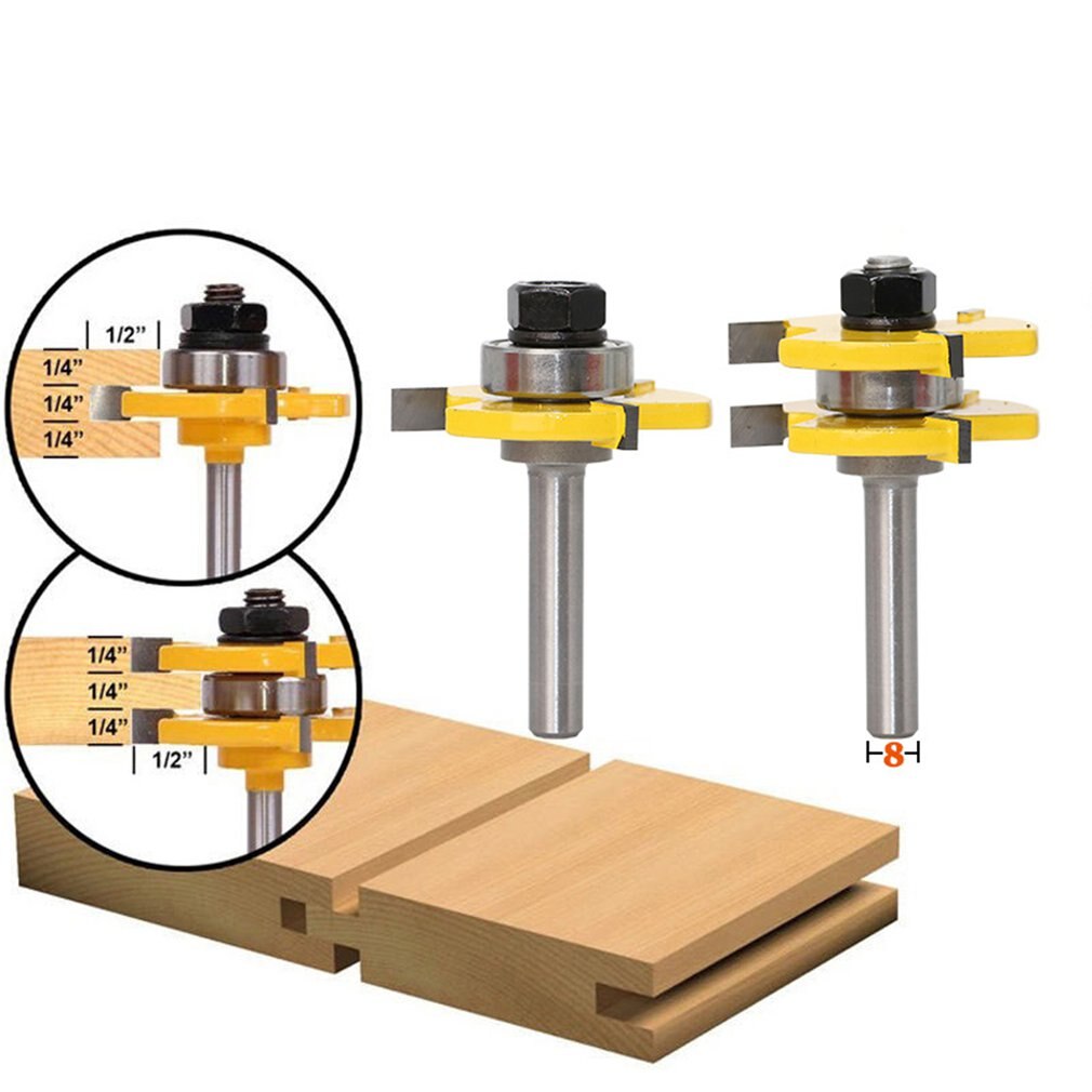 2 Stuks 8 Mm Schacht Frees Router Bits Set T-Slot ... – Grandado