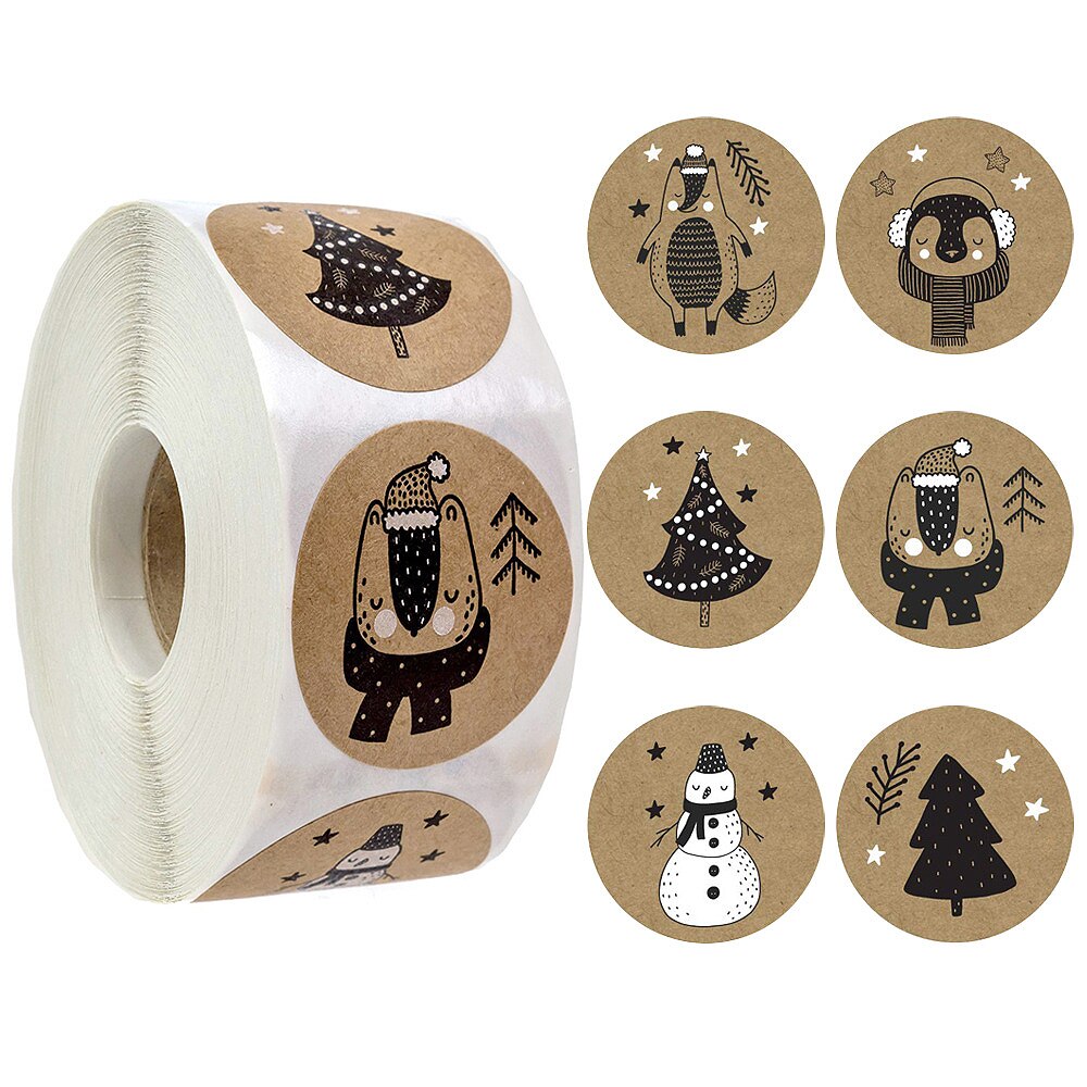 1 Roll(500pcs) 6 Designs 1 Inch Christmas Theme Se... – Vicedeal
