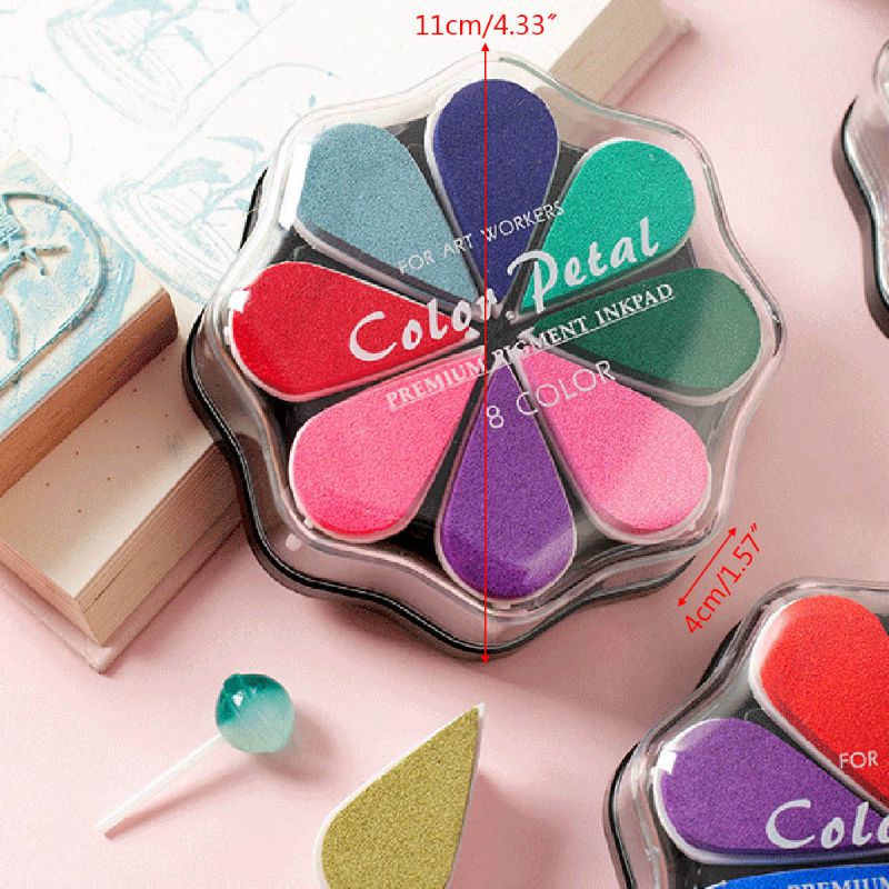 Cute 8Colors Water Petal Ink Pad Stamp DIY Finger ... – Vicedeal