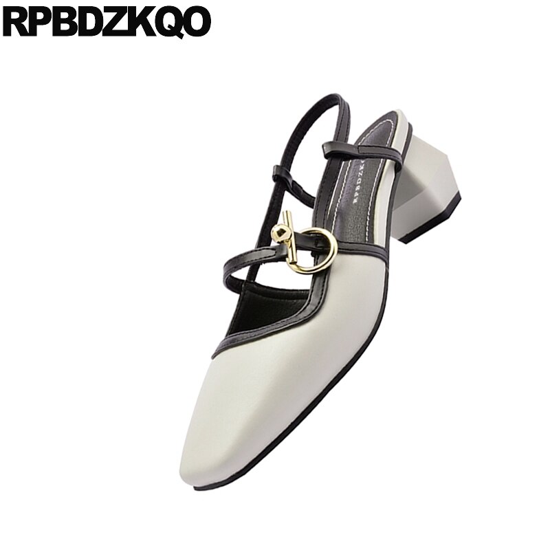 white european luxury medium heels chunky size 4 3... – Grandado