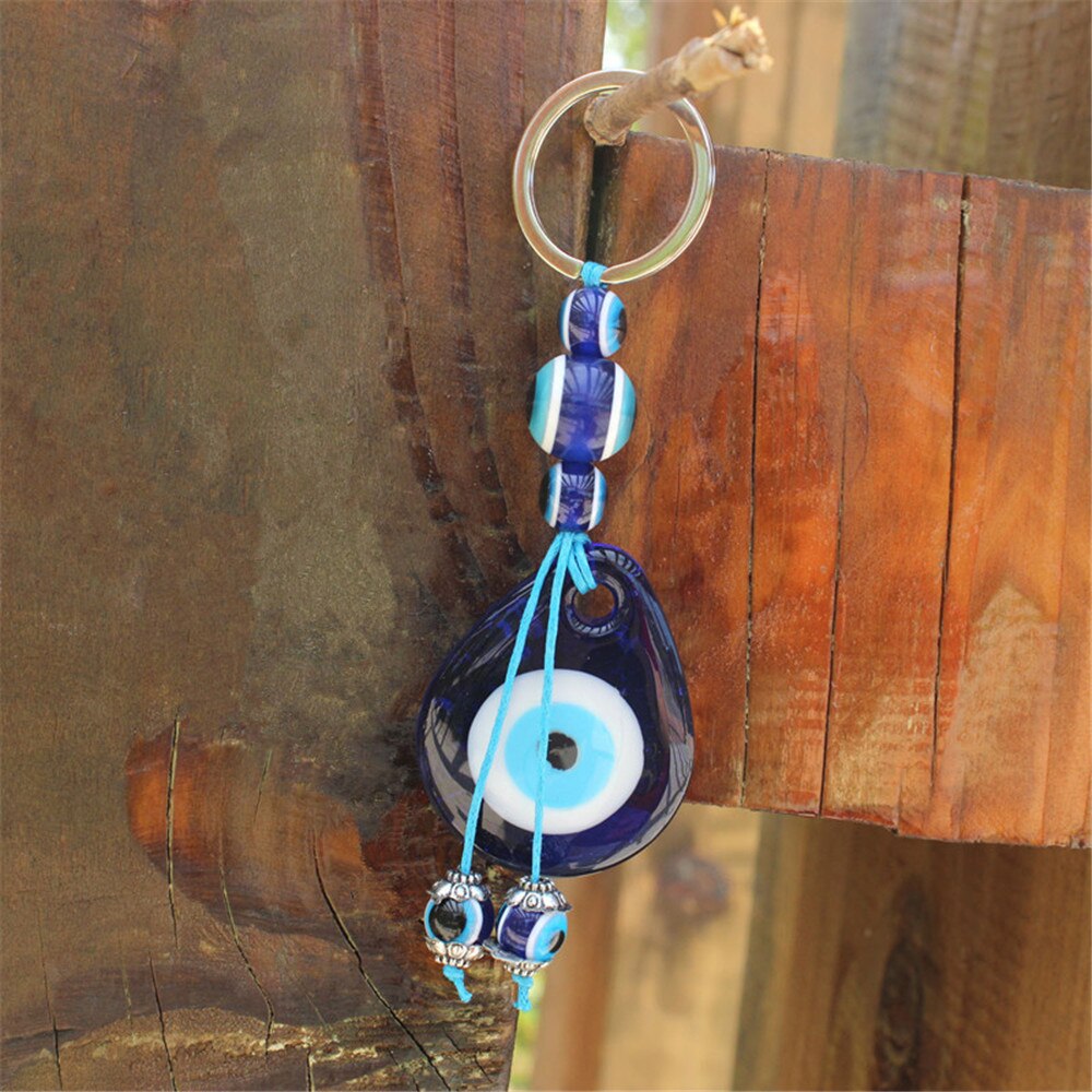 Turkish Blue Eye Key Chain Alloy Glass Travel Memo... – Grandado